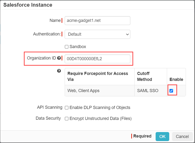 Adding Salesforce app to Forcepoint Data Security Cloud | SSE (preparation for setup)